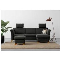 Ecksofa Home Affaire "Trelleborg L-Form" Sofas Gr. B/H/T: 249 cm x 86 cm x 162 cm, Feincord, Recamiere rechts, ohne Bettfunktion-ohne Bettkasten, grau (anthrazit) wahlweise mit Bettfunktion und Bettkasten, inkl. Federkern-Polsterung