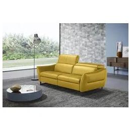 2,5-Sitzer Egoitaliano "Dafne" Sofas Gr. B/H/T: 208cm x 97cm x 108cm, Leder BULL, ohne elektrische Relaxfunktion, gelb mit und ohne elektrischer Relaxfunktion, Kopfteile manuell verstellbar