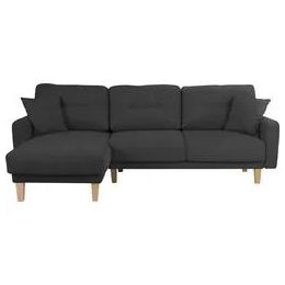 Ecksofa Home Affaire "Triplo, Zierkissen, Schlaffunktion, B/T/H: 234/164/89 cm, L-Form" Sofas Gr. B/H/T: 234cm x 89cm x 164cm, Luxus-Microfaser weich, Recamiere links, ohne Bettfunktion-ohne Bettkasten, grau (graphit) wahlweise mit Bettfunktion und Bettkasten, Liegefläche 210132 cm