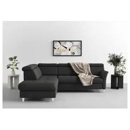 Sit & More Ecksofa SIT & MORE "Marano L-Form", grau (anthrazit), B:252cm T:216cm, 100% Polyester, Sofas, inklusive Kopfteilverstellung, wahlweise mit Bettfunktion, Bettkasten