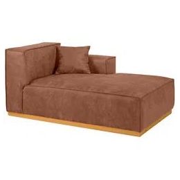 Recamiere Home Affaire "Terry" Sofas Gr. B/H/T: 99cm x 75cm x 165cm, Luxus-Microfaser, Recamiere rechts, Armteil rechts, braun (cognac) Longchair Sofas mit offener Kedernaht und Holzuntergestell