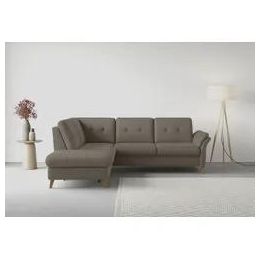 Sit & More Ecksofa SIT & MORE "Göteborg" Sofas Gr. B/H/T: 250cm x 90cm x 226cm, Luxus-Microfaser Florence, Ottomane links, ohne Bettfunktion-ohne Bettkasten, braun (savannah) Sitztiefenverstellung und Federkern, wahlweise mit Bettfunktion