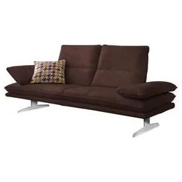 2-Sitzer W.Schillig "broadway" Sofas Gr. B/H/T: 216 cm x 94 cm x 96 cm, Stoff S37, Longchair links, mit Sitztiefenverstellung-mit Kopfteilverstellung-mit Seitenteilverstellung, braun (espresso s37) Sitztiefenverstellung, Kopfteil- & Seitenteilverstellung, Breite 216cm