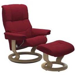 Fußhocker stressless "Mayfair" Hocker Gr. B/H/T: 55cm x 38cm x 39cm, ROHLEDER Stoff Q2 FARON, Classic Base Eiche, rot (red q2 faron) mit Classic Base, Gestell Eiche