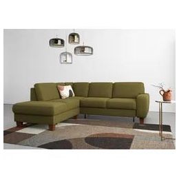 Ecksofa Home Affaire "Vision L-Form" Sofas Gr. B/H/T: 240cm x 90cm x 215cm, Easy care, Ottomane links, mit Bettfunktion-mit Stauraum, grün (olive) wahlweise mit Bettfunktion und Stauraum, auch in Easy Care-Bezug