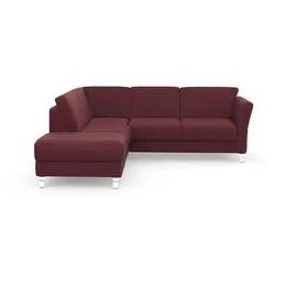 Sit & More Ecksofa SIT & MORE "Visby L-Form" Sofas Gr. B/H/T: 248cm x 87cm x 213cm, Soft clean, Ottomane links, ohne Bettfunktion-ohne Bettkasten, rot (bordeaux) Wahlweise mit Bettfunktion und Stauraum, frei im Raum stellbar