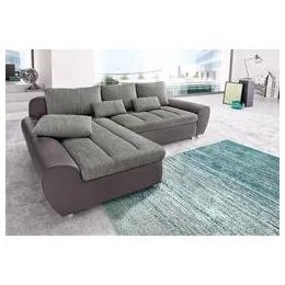 Sit & More Ecksofa SIT & MORE "Bandos L-Form" Sofas Gr. B/H/T: 269cm x 83cm x 173cm, Luxus-Kunstleder-Struktur, Recamiere links, mit Bettfunktion, grau (elefant, grau) in 2 unterschiedlichen Größen, wahlweise mit Bettfunktion