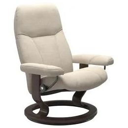 Relaxsessel stressless "Consul" Sessel Gr. Struktur fein JASMINE, Classic Base Wenge, PlusTMSystem-Gleitsystem-Relaxfunktion-Drehfunktion-Kopfstützenverstellung-Rückteilverstellung, B/H/T: 72cm x 94cm x 70cm, beige (beige jasmine) mit Classic Base, Größe S, Gestell Wenge