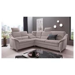 Ecksofa Places of Style "Cardoso L-Form", grau, B:249cm H:90cm T:209cm, Luxus-Microfaser Lederoptik (100% Polyester), Luxus-Microfaser (100% Polyester), Luxus-Microfaser ALTARA NUBUCK (100% Polyester), Struktur (100% Polyester), Sofas, Federkern, wahlweise mit Bett, Schubkasten, teilweise Relaxfunktion