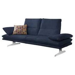 2-Sitzer W.Schillig "broadway" Sofas Gr. B/H/T: 216cm x 94cm x 96cm, Stoff S37, Longchair links, mit Sitztiefenverstellung-ohne Kopfteilverstellung-ohne Seitenteilverstellung, blau (dunkelblau s37) Sitztiefenverstellung, Kopfteil- & Seitenteilverstellung, Breite 216cm