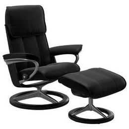 Relaxsessel stressless "Admiral", schwarz (schwarz batick), B:93cm H:103cm T:79cm, Leder BATICK: BATICK ist ein leicht korrigiertes, durchgefärbtes und genarbtes Möbelleder, bei dem die meisten Unebenheiten und Spuren in der Regel entfernt wurden., Sessel, mit Signature Base, Größe M & L, Gestell Schwarz