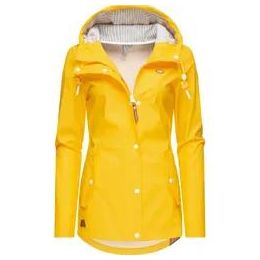 Regenjacke Ragwear "YM-Marge" Gr. L (40), gelb (dottergelb) Damen Jacken stylische Übergangsjacke mit großer Kapuze