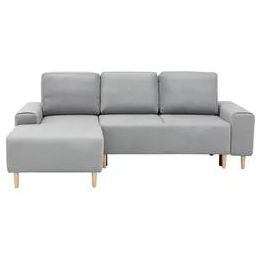 Ecksofa Inosign "Samu L-Form" Sofas Gr. B/H/T: 235 cm x 93 cm x 160 cm, Samtoptik, Recamiere links, ohne Bettfunktion-ohne Bettkasten, grau (hellgrau) wahlweise mit Bettfunktion und Bettkasten