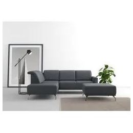 Sit & More Ecksofa SIT & MORE "Bailando L-Form" Sofas Gr. B/H/T: 249cm x 84cm x 205cm, Soft clean, Ottomane links, mit Kopfteilverstellung, grau (dunkelgrau) wahlweise mit Kopfteilverstellung und Vorziehsitz, motorisch