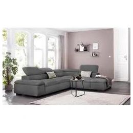 Ecksofa Home Affaire "Alberto L-Form" Sofas Gr. B/H/T: 272cm x 73cm x 226cm, Luxus-Microfaser ALTARA NUBUCK, Ottomane rechts, mit Bettfunktion, grau (steel) mit Kopfteilverstellung, wahlweise Bettfunktion