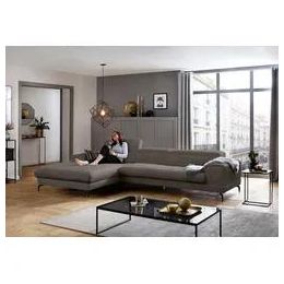 Ecksofa W.Schillig "piedroo, Designsofa mit tollem Sitzkomfort, bequem, L-Form", braun (braun r66), B:343cm H:70cm T:193cm, Chenille-Flachgewebe R66 (85% Polyester, 15% Nylon), Sofas, Kopfteilverstellung, wahlweise mit Sitztiefenverstellung, Breite 343cm