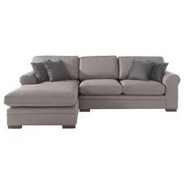 Ecksofa Home Affaire "Broughton L-Form" Sofas Gr. B/H/T: 279 cm x 92 cm x 178 cm, Struktur fein, Ottomane links, beige weicher Sitzkomfort, incl. 4 Zierkissen, Keder