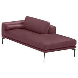 Ottomane Egoitaliano "Masu, Design trifft super Sitzkomfort, mit toller Detailverarbeitung" Sofas Gr. B/H/T: 182cm x 95cm x 97cm, Leder CAREZZA, Armlehne links, rot (burgundy) Rückenkissen und Armteilrolle für mehr Komfort, mit Metallfüßen