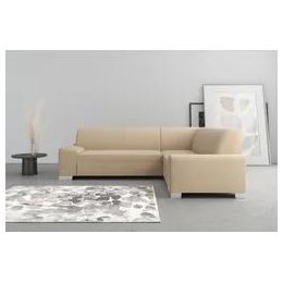 Ecksofa DOMO collection "Anzio L-Form" Sofas Gr. B/H/T: 259cm x 85cm x 191cm, Chenille-Struktur, langer Schenkel links, Ohne Funktion-Mit Federkern, braun (cappucino) Wahlweise mit Bettfunktion und Federkern