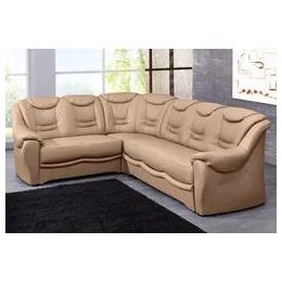 Sit & More Ecksofa SIT & MORE "Bansin L-Form", braun (cappuccino), B:265cm H:94cm T:215cm, Luxus-Microfaser ALTARA NUBUCK (100% Polyester);SOFTLUX-Kunstleder;NaturLEDER (echtes Rindsleder)/Korpus SOFTLUX-Kunstleder, Sofas, wahlweise mit Bettfunktion