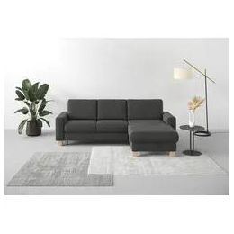 Ecksofa Home Affaire "Summer L-Form" Sofas Gr. B/H/T: 249 cm x 91 cm x 164 cm, Feincord, Recamiere rechts, mit Bettfunktion-mit Bettkasten-mit Federkern, grau (anthrazit) mit Recamiere, oder ohne Bettfunktion und Bettkasten, Cord-Bezug