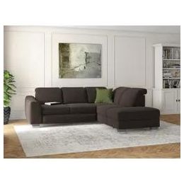 Sit & More Ecksofa SIT & MORE "Dundee L-Form" Sofas Gr. B/H/T: 263cm x 86cm x 219cm, Luxus-Microfaser Paris, Ottomane rechts, mit Kopfteilverstellung-ohne Bettfunktion-ohne Stauraum, braun (espresso) mit Federkern und Edelstahlfüßen, wahlweise Kopfteilverstellung