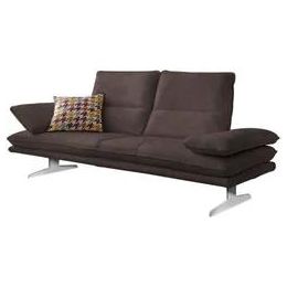 2-Sitzer W.Schillig "broadway" Sofas Gr. B/H/T: 216cm x 94cm x 96cm, Stoff S37, Longchair links, mit Sitztiefenverstellung-ohne Kopfteilverstellung-mit Seitenteilverstellung, braun (mocca s37) Sitztiefenverstellung, Kopfteil- & Seitenteilverstellung, Breite 216cm