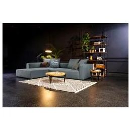 Ecksofa Tom Tailor HOME "HEAVEN CASUAL M" Sofas Gr. B/H/T: 282cm x 85cm x 221cm, Struktur grob TCU, Recamiere links, mit Bettfunktion-mit Bettkasten, blau (smokey blue tcu 36) aus der COLORS COLLECTION, wahlweise mit Bettfunktion & Bettkasten