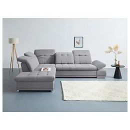 Ecksofa COTTA "Holiday L-Form" Sofas Gr. B/H/T: 310cm x 86cm x 265cm, Luxus-Microfaser, Ottomane links, ohne Bettfunktion-ohne Bettkasten-mit Kopfteilverstellung-mit Armteilverstellung-mit Sitztiefenverstellung, grau (anthracite) Sitztiefenverstellung, wahlweise mit Bettfunktion inkl. Bettkasten