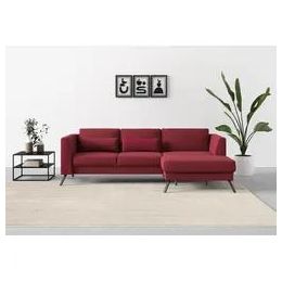 Sit & More Ecksofa SIT & MORE "Lindholm L-Form" Sofas Gr. B/H/T: 262cm x 88cm x 171cm, Samtoptik, Recamiere rechts, mit Sitztiefenverstellung, rot mit Sitztiefenverstellung und Federkern