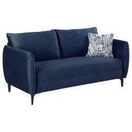 Jockenhöfer 2,5-Sitzer JOCKENHÖFER GRUPPE "Novara" Sofas Gr. B/T: 177cm x 85cm, Velours, blau mit attraktiver Steppung, Rauten-Biesennähte, frei im Raum stellbar