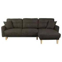 Ecksofa Home Affaire "Triplo, Zierkissen, Schlaffunktion, B/T/H: 234/164/89 cm, L-Form", grau (anthrazit), B:234cm H:89cm T:164cm, Sofas, wahlweise mit Bettfunktion und Bettkasten, Liegefläche 210/132 cm