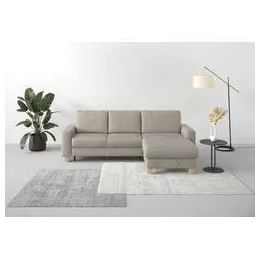 Ecksofa Home Affaire "Summer L-Form" Sofas Gr. B/H/T: 249 cm x 91 cm x 164 cm, Feincord, Recamiere rechts, mit Bettfunktion-mit Bettkasten-mit Federkern, grau (steel) mit Recamiere, oder ohne Bettfunktion und Bettkasten, Cord-Bezug