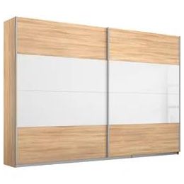 Schwebetürenschrank Rauch "Quadra Bestseller Schlafzimmerschrank in vielen Breiten" Schränke Gr. B/H/T: 271 cm x 210 cm x 62 cm, 2 St., braun (struktureichefarben hell, weißglas) Kleiderschrank Garderobenschrank Schrank mit Glaselementen