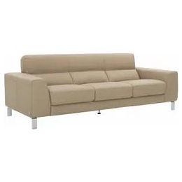 3-Sitzer Calia italia "Simon, toller Sitzkomfort, italienisches Designsofa" Sofas Gr. B/H/T: 232cm x 81cm x 94cm, Leder BULL, beige (biscotto) in zwei Lederqualitäten