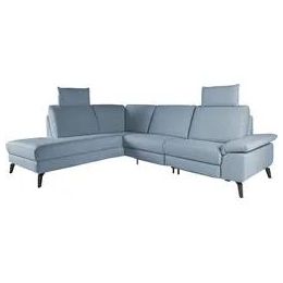 Ecksofa Alina Sofas Gr. B/H/T: 243cm x 118cm x 210cm, Struktur GBA, Ottomane links, mit Armlehnenverstellung, blau (hellblau gba 6) inkl. Kopfstützen, wahlweise mit Relaxfunktion, Breite: 243 cm