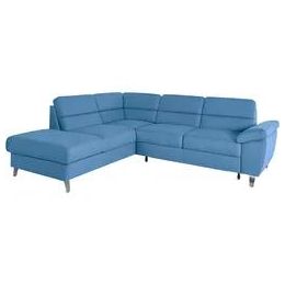 Sit & More Ecksofa SIT & MORE "Sorano L-Form" Sofas Gr. B/H/T: 249cm x 88cm x 212cm, Flachgewebe, Ottomane links, mit Bettfunktion-mit Bettkasten, blau (pacific) wahlweise mit Bettfunktion und Bettkasten