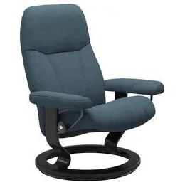 Relaxsessel stressless "Consul" Sessel Gr. ROHLEDER Stoff Q2 FARON, Classic Base Schwarz, PlusTMSystem-Gleitsystem-Relaxfunktion-Drehfunktion-Kopfstützenverstellung-Rückteilverstellung, B/H/T: 72cm x 94cm x 70cm, blau (petrol q2 faron) mit Classic Base, Größe S, Gestell Schwarz