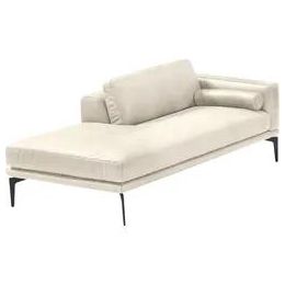 Ottomane Egoitaliano "Masu, Design trifft super Sitzkomfort, mit toller Detailverarbeitung" Sofas Gr. B/H/T: 182cm x 95cm x 97cm, Leder BULL, Armlehne rechts, beige (cremeweiß) Rückenkissen und Armteilrolle für mehr Komfort, mit Metallfüßen