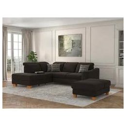 Sit & More Ecksofa SIT & MORE "Dundee L-Form" Sofas Gr. B/H/T: 263cm x 86cm x 219cm, Luxus-Microfaser Paris, Ottomane links, mit Kopfteilverstellung-ohne Bettfunktion-ohne Stauraum, braun (espresso) mit Federkern und Massivholzfüßen, wahlweise Kopfteilverstellung