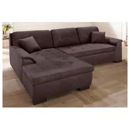 Ecksofa Home Affaire "Bergen" Sofas Gr. B/H/T: 267cm x 83cm x 178cm, Microfaser PRIMABELLE, Recamiere links, ohne Bettfunktion, braun (mokka) wahlweise mit Bettfunktion L-Form