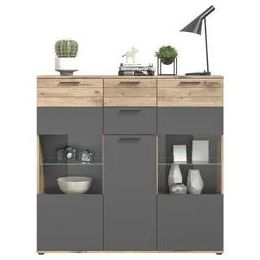 Highboard Inosign "Riga" Sideboards Gr. B/H/T: 140 cm x 134 cm x 37 cm, 2 St., braun (nox oak nb, basalt grau nb) Breite 40 cm