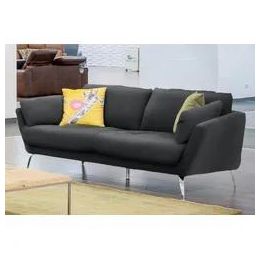 2-Sitzer W.Schillig "softy" Sofas Gr. B/H/T: 183cm x 79cm x 93cm, Longlife Xtra-Leder Z59, schwarz (schwarz z59) mit dekorativer Heftung im Sitz, Füße Chrom glänzend