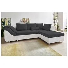 Ecksofa Collection AB "Sally L-Form" Sofas Gr. B/H/T: 256cm x 87cm x 165cm, Microfaser PRIMABELLE-Struktur, Ottomane beidseitig montierbar, mit Bettfunktion-mit Bettkasten, grau (silbergrau/anthrazit) mit und ohne Bettfunktion, inklusive loser Rücken- Zierkissen