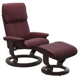 Relaxsessel stressless "Admiral", rot (bordeaux batick), B:87cm H:101cm T:78cm, Leder BATICK: BATICK ist ein leicht korrigiertes, durchgefärbtes und genarbtes Möbelleder, bei dem die meisten Unebenheiten und Spuren in der Regel entfernt wurden., Sessel, mit Classic Base, Größe M & L, Gestell Wenge