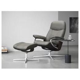 Relaxsessel stressless "Consul" Sessel Gr. ROHLEDER Stoff Q2 FARON, Cross Base Braun, Relaxfunktion-Drehfunktion-PlusTMSystem-Gleitsystem-BalanceAdaptTM, B/H/T: 91cm x 102cm x 79cm, grau (grey q2 faron) mit Cross Base, Größe S, M & L, Holzakzent Braun