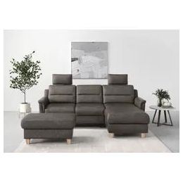 Sit & More Ecksofa SIT & MORE "Farö L-Form" Sofas Gr. B/H/T: 234cm x 90cm x 168cm, Microfaser, Recamiere rechts, mit Bettfunktion-mit Bettkasten, braun inklusive Federkern, wahlweise mit Bettfunktion und Bettkasten