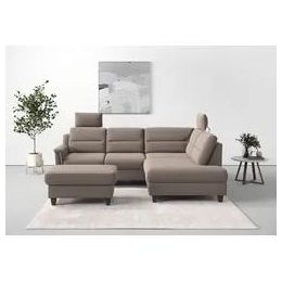 Sit & More Ecksofa SIT & MORE "Farö L-Form" Sofas Gr. B/H/T: 251cm x 90cm x 187cm, Luxus-Microfaser Paris, Ottomane rechts, ohne Bettfunktion-ohne Bettkasten, grau (taupe) inklusive Federkern, wahlweise mit Bettfunktion und Bettkasten