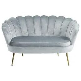 2-Sitzer Salesfever "Clam" Sofas Gr. B/H/T: 136cm x 78cm x 76cm, Samtvelours, grau (hellgrau) extravagantes Muscheldesign, Breite 136 cm