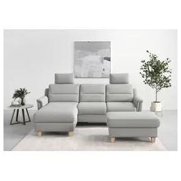 Sit & More Ecksofa SIT & MORE "Farö L-Form" Sofas Gr. B/H/T: 234cm x 90cm x 168cm, Luxus-Microfaser Paris, Recamiere links, ohne Bettfunktion-ohne Bettkasten, weiß (silber) inklusive Federkern, wahlweise mit Bettfunktion und Bettkasten